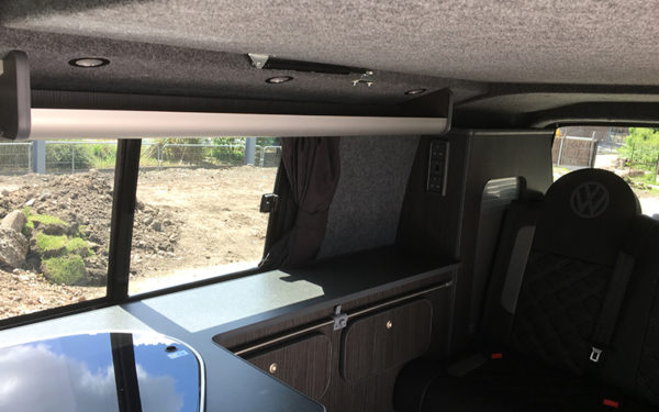Campervan overhead worktop shelf | JD Camper Designs